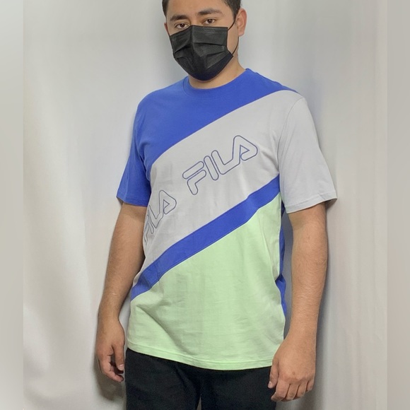 Fila | Shirts | Mens Fila Blue Grey Pale Lime Green Tee Shirt | Poshmark